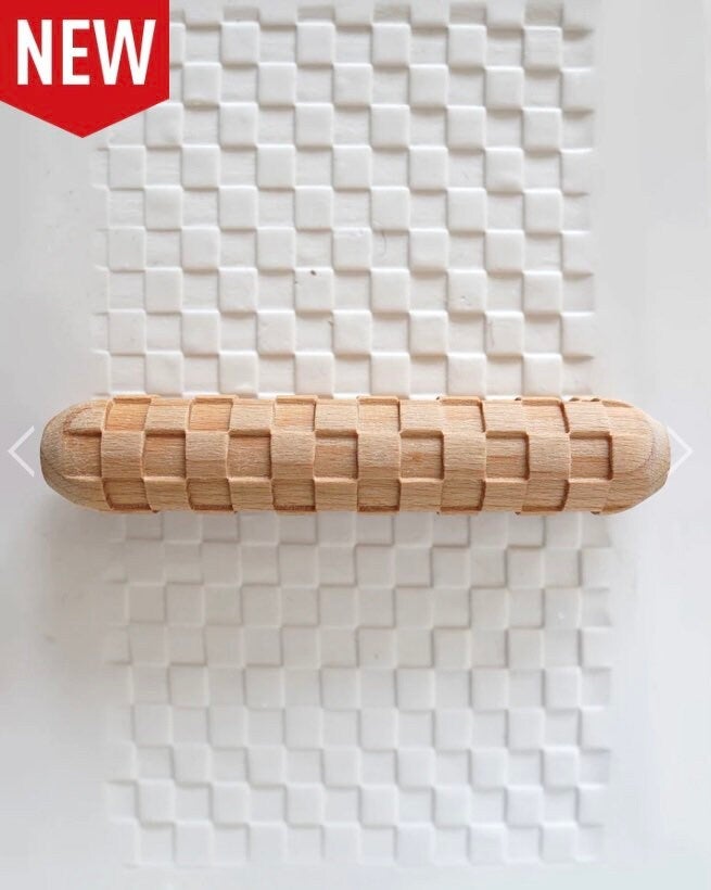 Checker - Clay Texture Roller, Pottery Hand Roller - Sanbao | Sirens Pottery Supplies