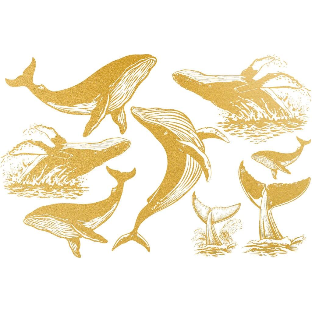 Whales - 22 karat Gold Luster Ceramic Overglaze Decal by Sanbao ...